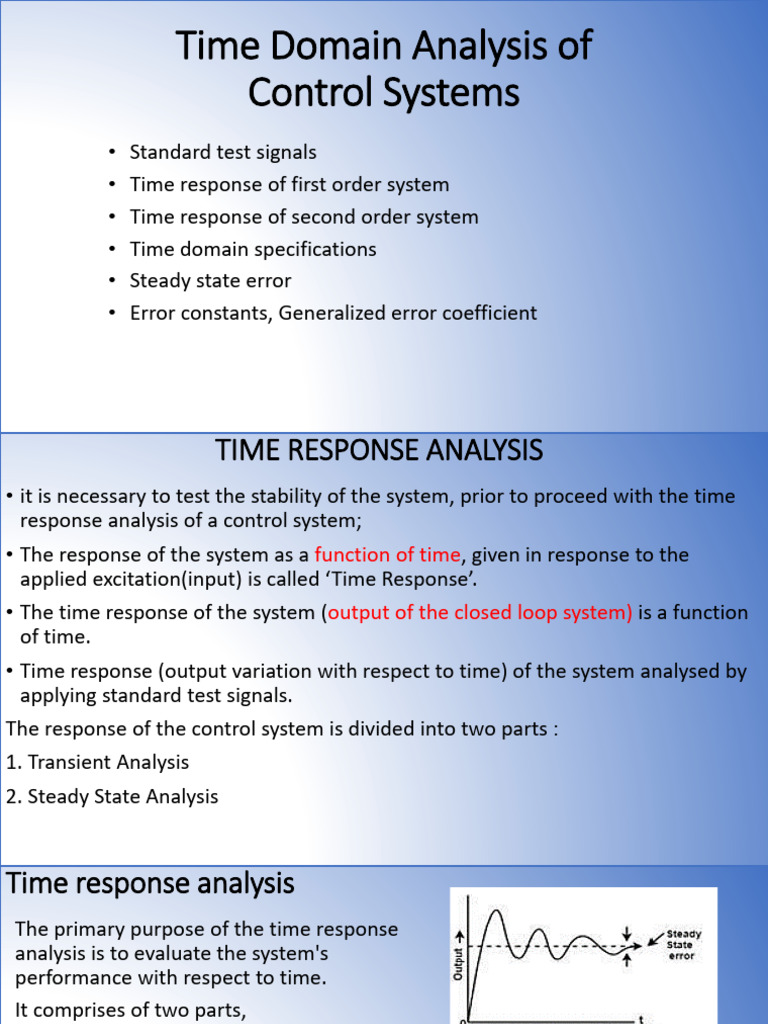 6 Time Domain Specifications 16-09-2024 | PDF | Amplitude | Steady State