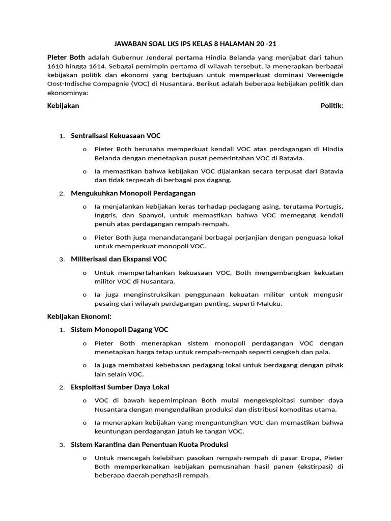 Jawaban Soal LKS Ips Kelas 8 Halaman 20 | PDF