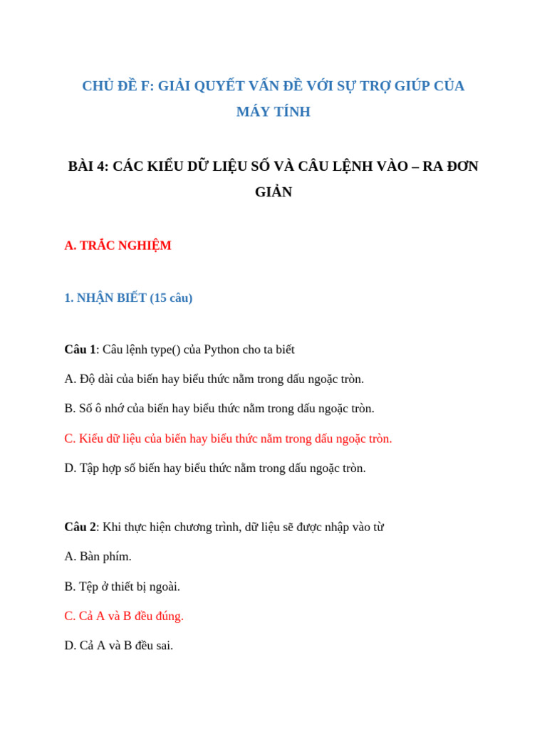 CDF Bai 4 Cac Kieu Du Lieu So Va Cau Lenh Vao - Ra Don Gian Canh Dieu | PDF