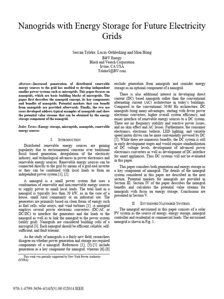2014 - Nanogrids With Energy Storage For Future Electricity | PDF | Power Electronics ...