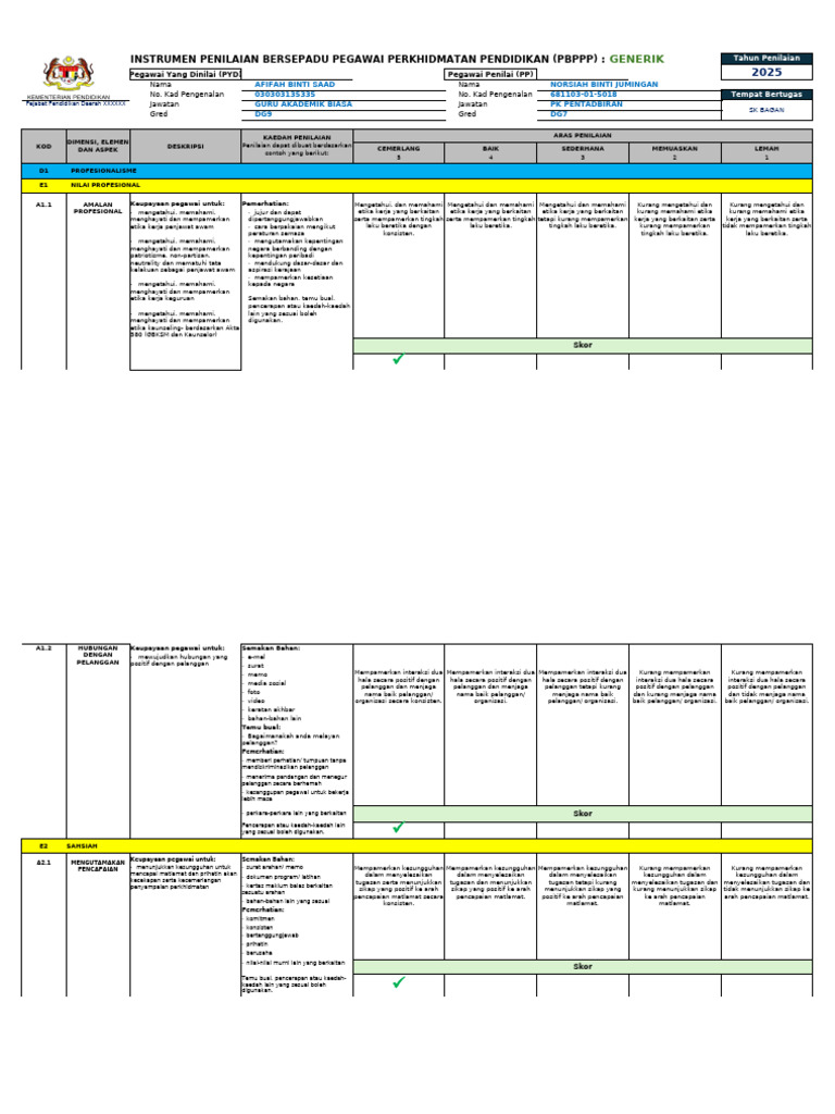 Instrumen PBPP GAB 2025 | PDF