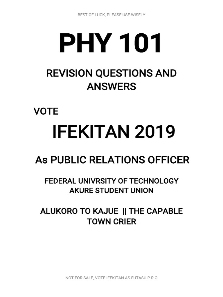 Phy 101 Past Questions and Answers-1 | PDF