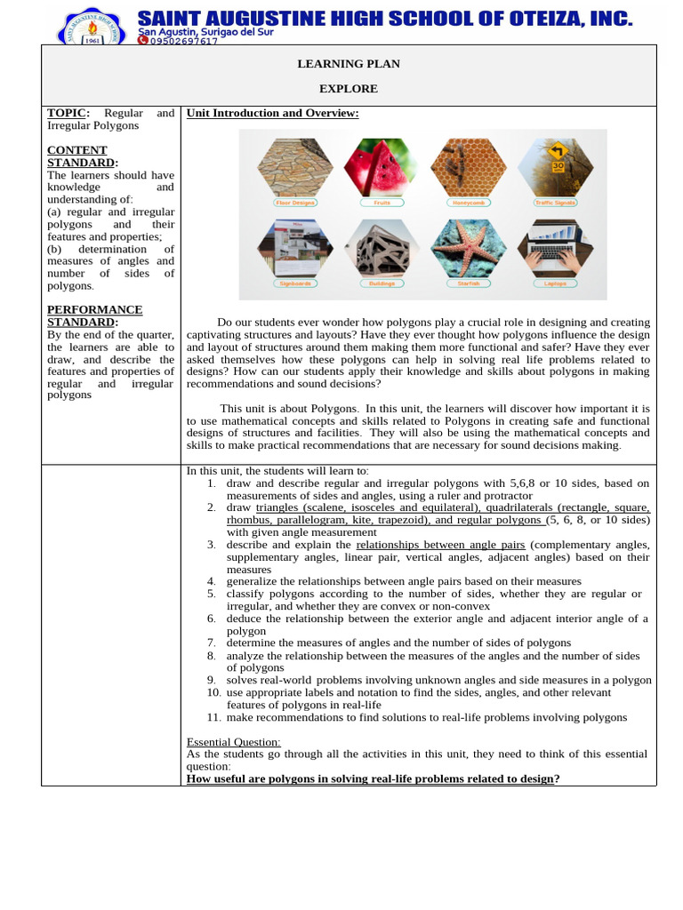 g7q1l1 Cmap and Learning Plan (1) | PDF | Rectangle | Triangle