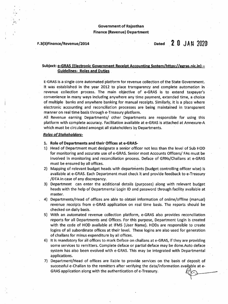 e-GRAS Guidelines for Revenue Departments | PDF | Banks | Personal Finance