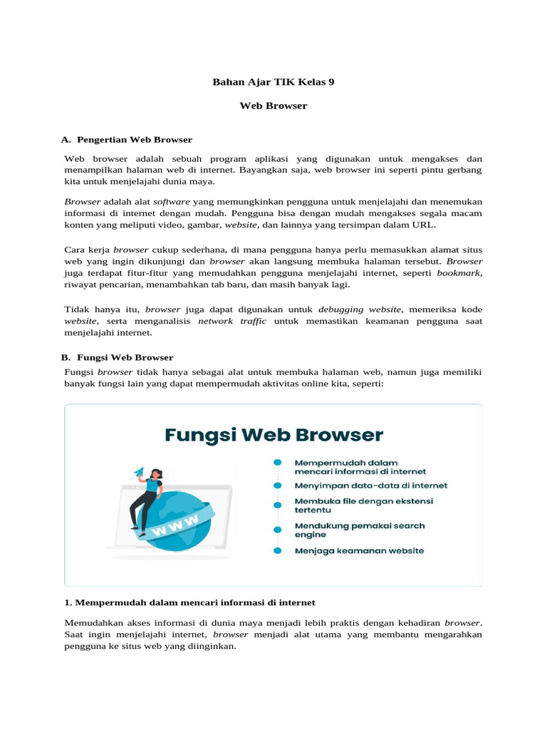 Bahan Ajar TIK Kelas 9 - Web Browser | PDF