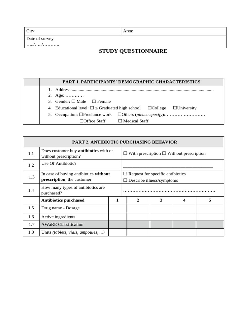 Antibiotic Purchasing Behavior Survey | PDF | Prescription Drugs | Pharmacy