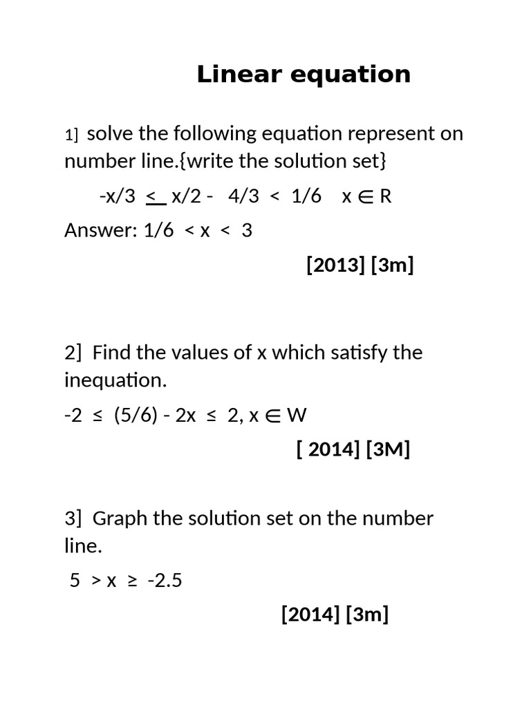 Linear Equation Question | PDF