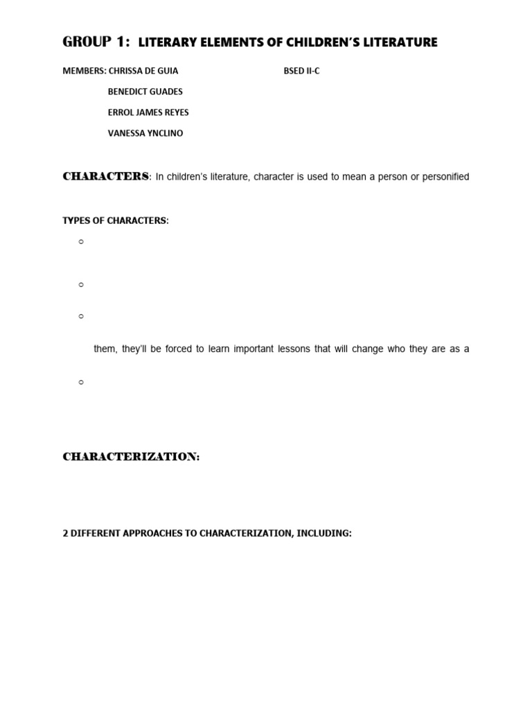 Literary Elements of Childrens Lit. | PDF | Poetry