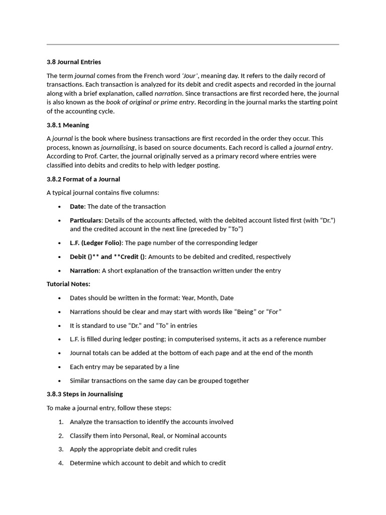 Understanding Journal Entries in Class 11 | PDF | Debits And Credits ...