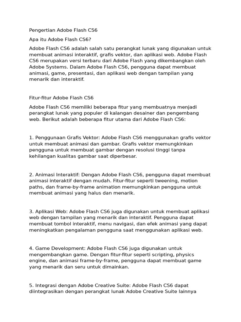 Pengertian Adobe Flash Cs6 | PDF