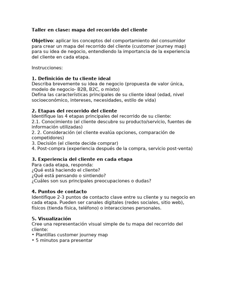 Taller Mapa Del Recorrido Del Cliente - Embudo de Ventas | PDF
