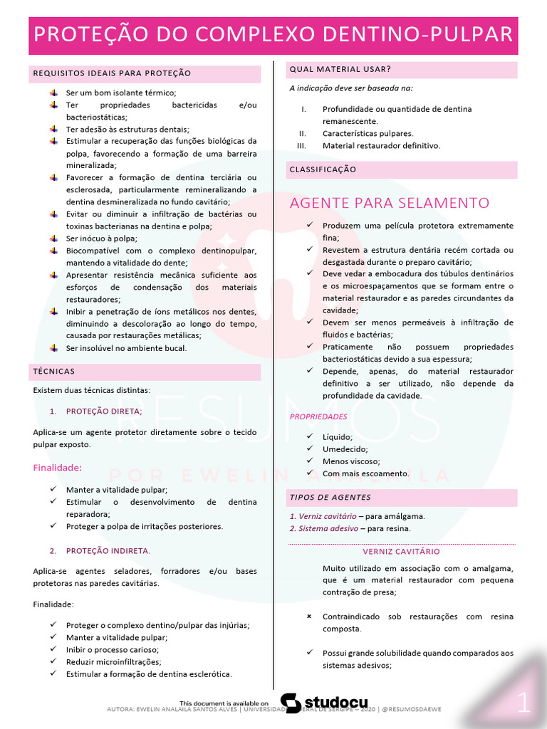 Proteção Do Complexo Dentino-Pulpar | PDF | Dentina | Cimento
