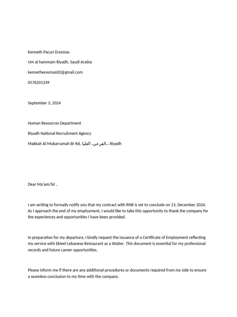 Kenneth Pacuri - Final Exit Letter | PDF