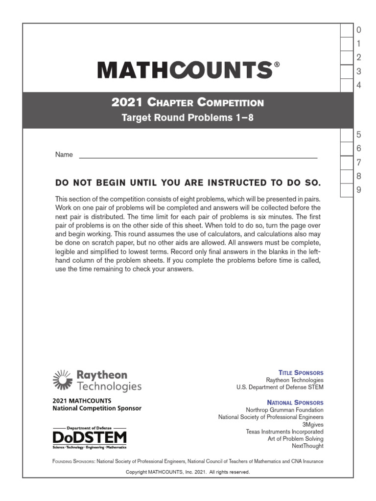 2021 Chapter Competition Target Round | PDF | Mathematics