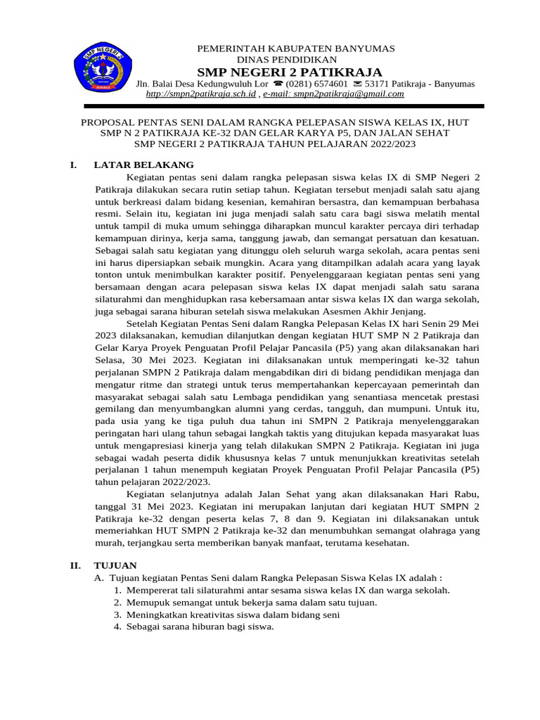 Proposal Pelepasan, Hut, p5 Jalan Sehat 2023 | PDF