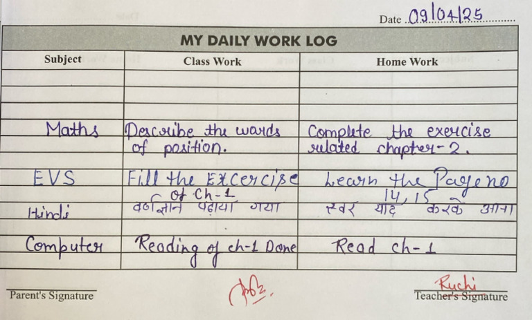 Daily Work Log Template | PDF