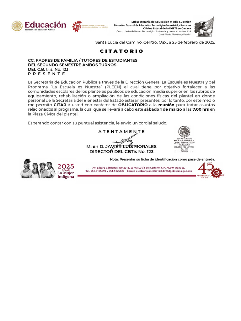 Citatorio 1 Marzo 2025 | PDF