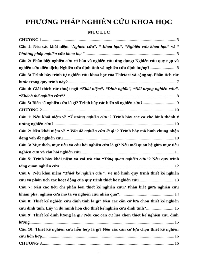 123doc Phuong Phap Nghien Cuu Khoa Hoc Tmu de Cuong | PDF