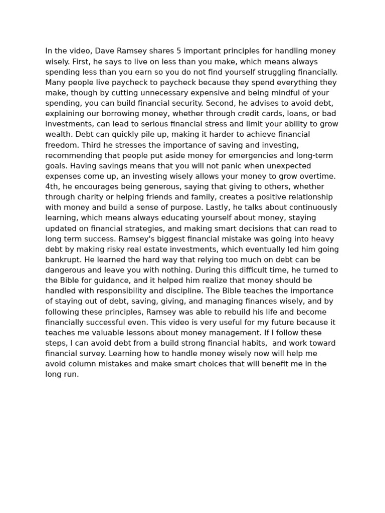 Dave Ramsey Five Key Principles | PDF