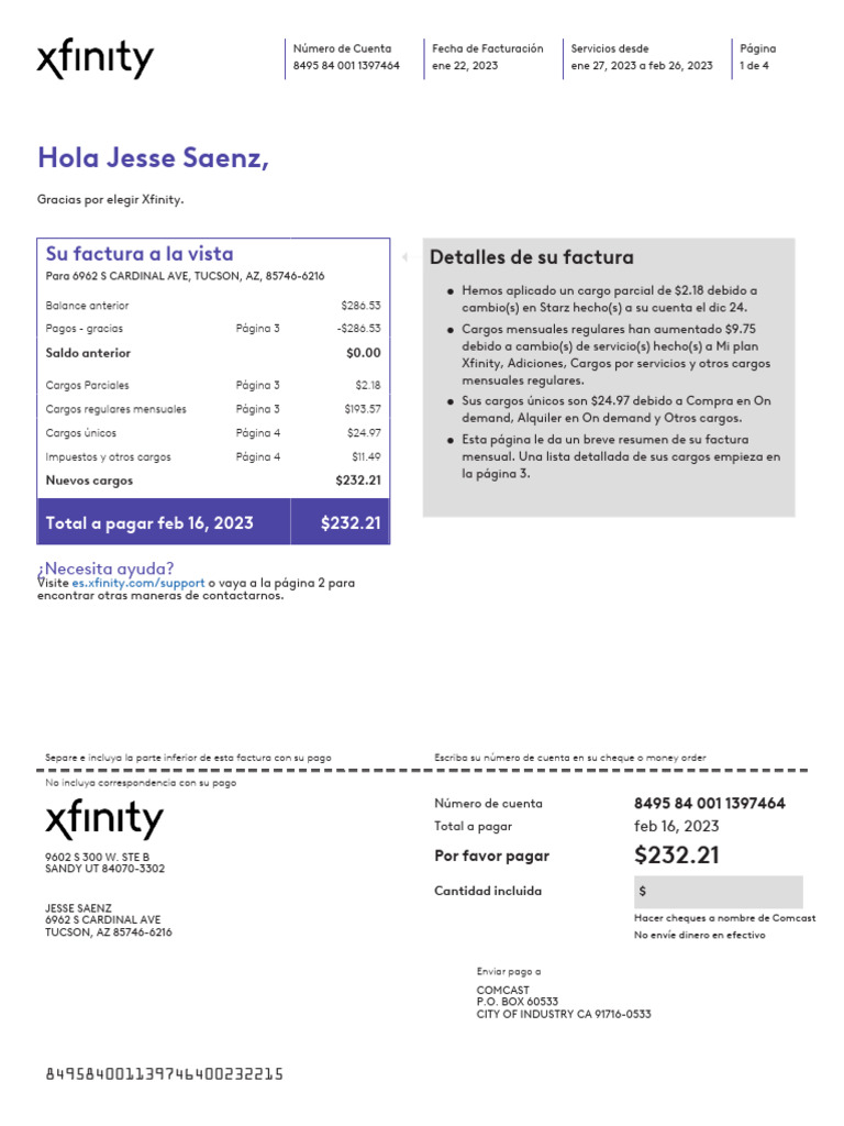 Xfinity - Statement - 2023-01-22 | PDF | Hulu | Tecnología de televisión