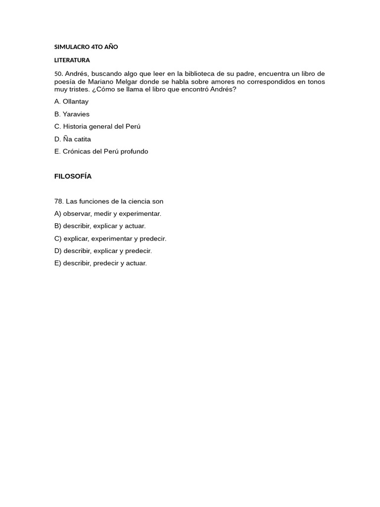 Simulacro 4 4to Año | PDF