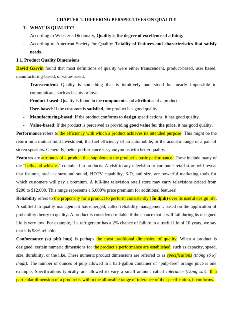Quality Management - Review | PDF | Quality Management | Reliability ...