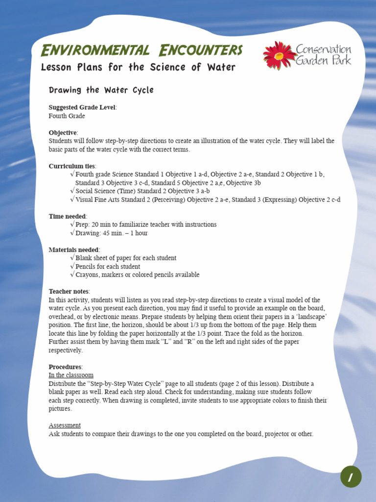 Water Cycle Drawing Activity for Kids | PDF | Drawing | Cloud