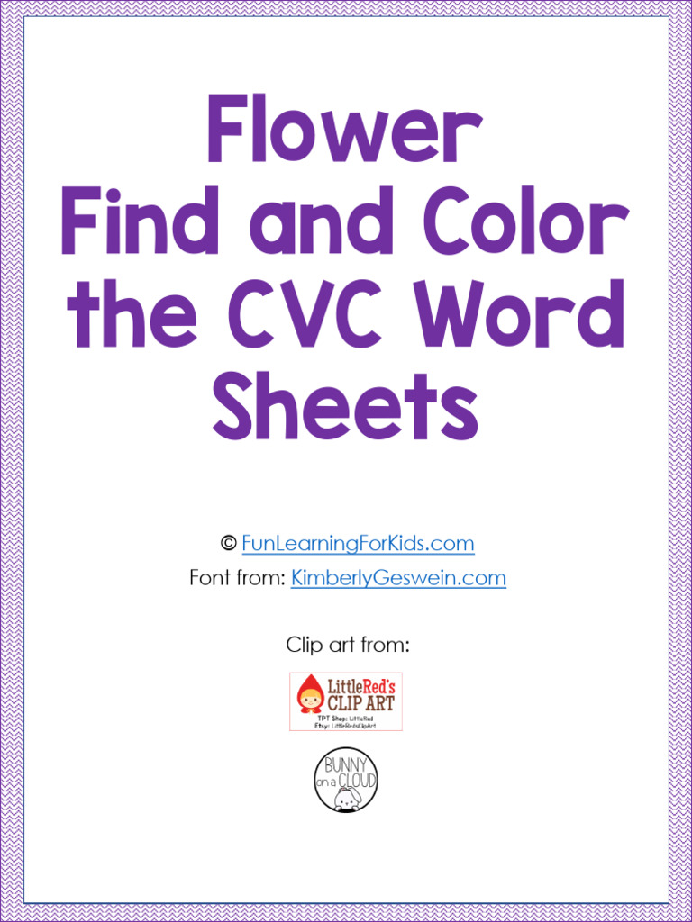 Flower Find and Color The CVC Word Sheets | PDF