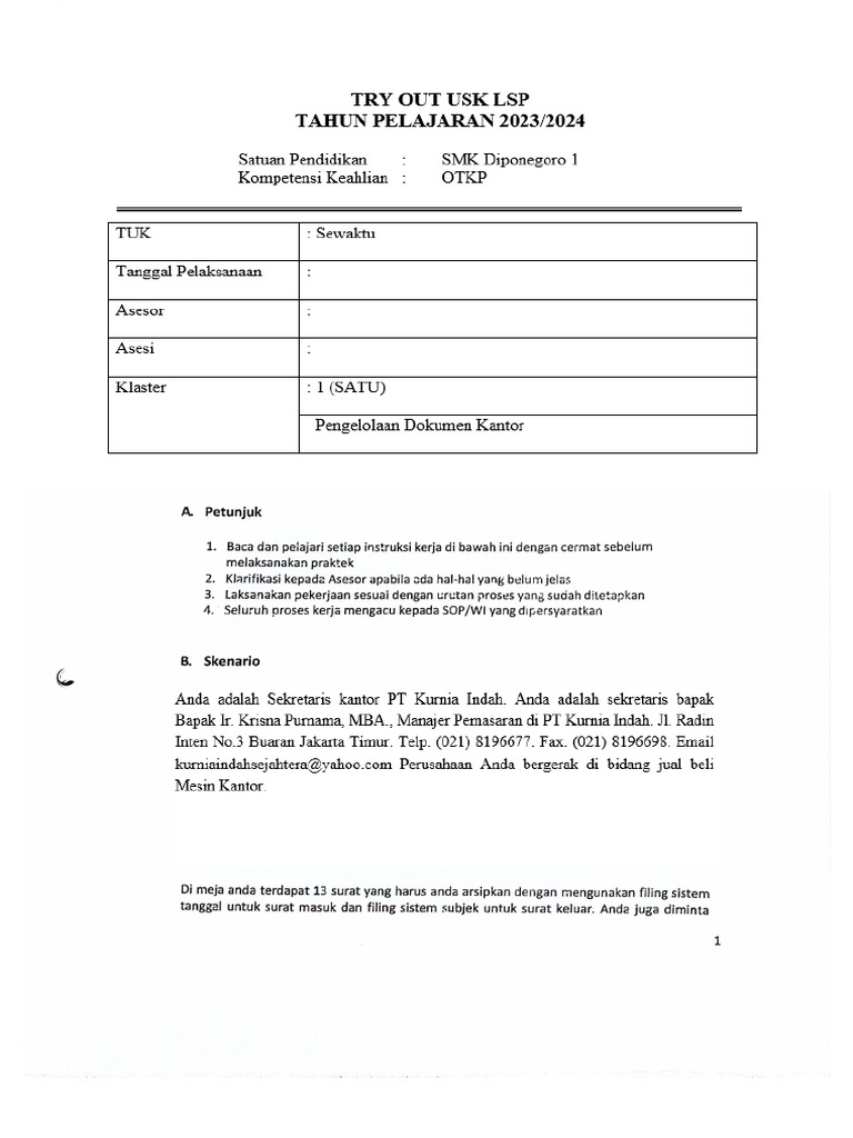 Soal Try Out USK LSP OTKP | PDF
