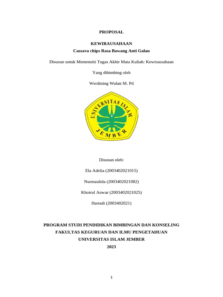 Proposal Kewirausahaan | PDF