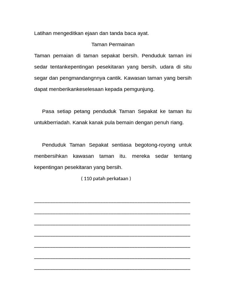 Latihan Mengeditkan Ejaan Dan Tanda Baca Ayat | PDF