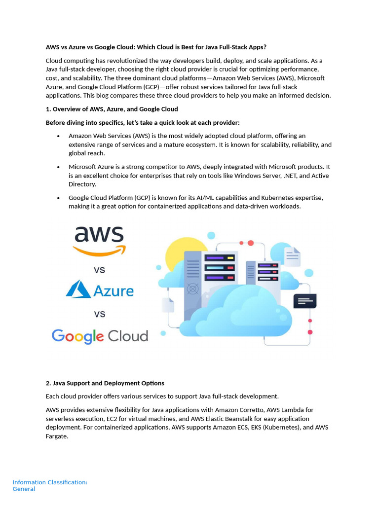 AWS, Azure, GCP for Java Apps Comparison | PDF | Cloud Computing | Microsoft Azure
