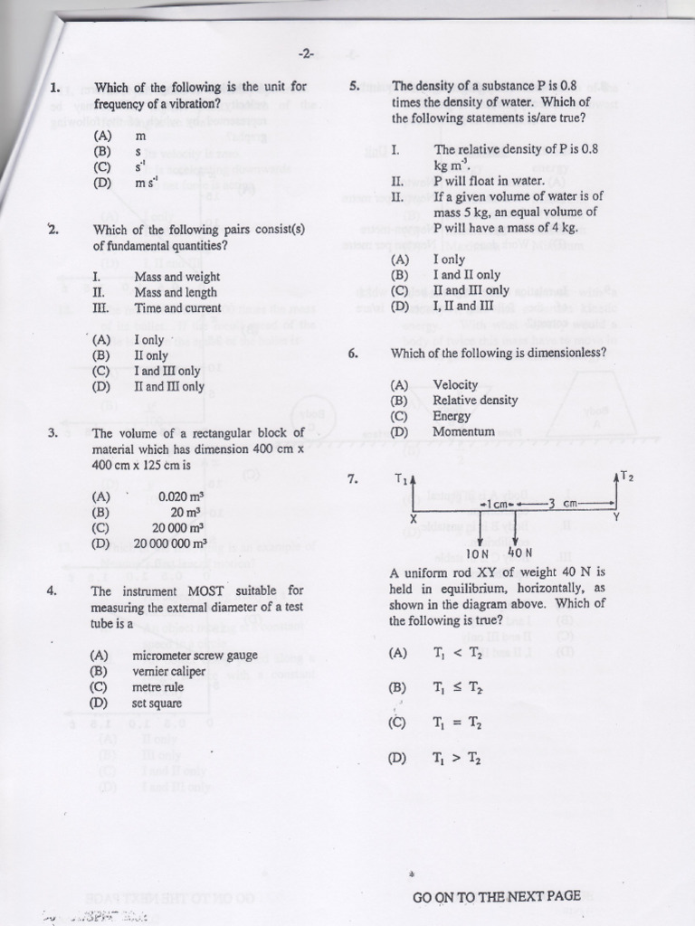 CSEC Physics Specimen P1 2022 | PDF