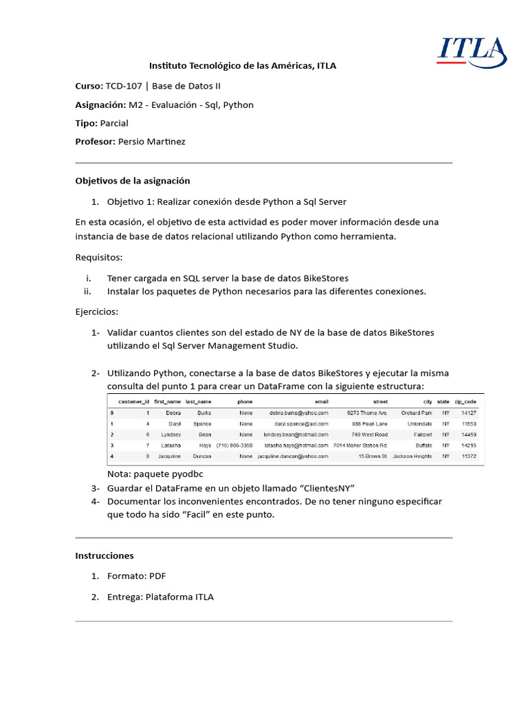 M2 - Evaluacion - SQL, Python V1 | PDF | Servidor SQL de Microsoft | SQL