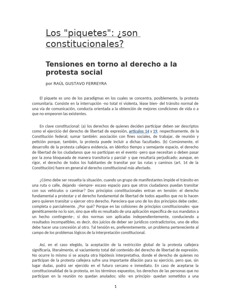 Los Piquetes Son Constitucionales | PDF | Libertad de expresión | Libertad
