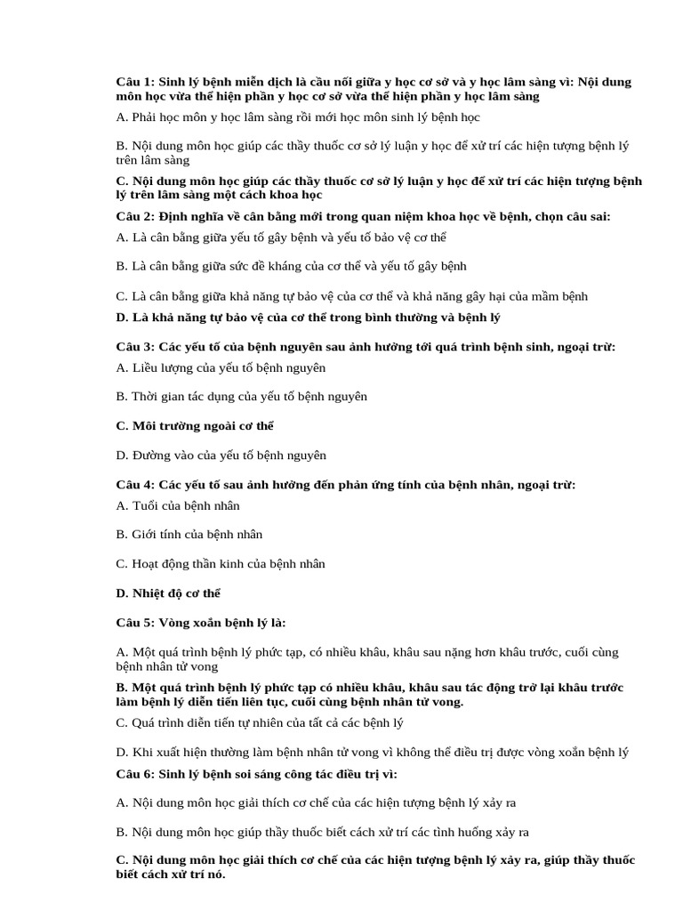 Bai Dai Cuong Sinh Ly Benh Mon Sinh Ly Benh Mien Dich Dai Hoc y Duoc C 94169 | PDF