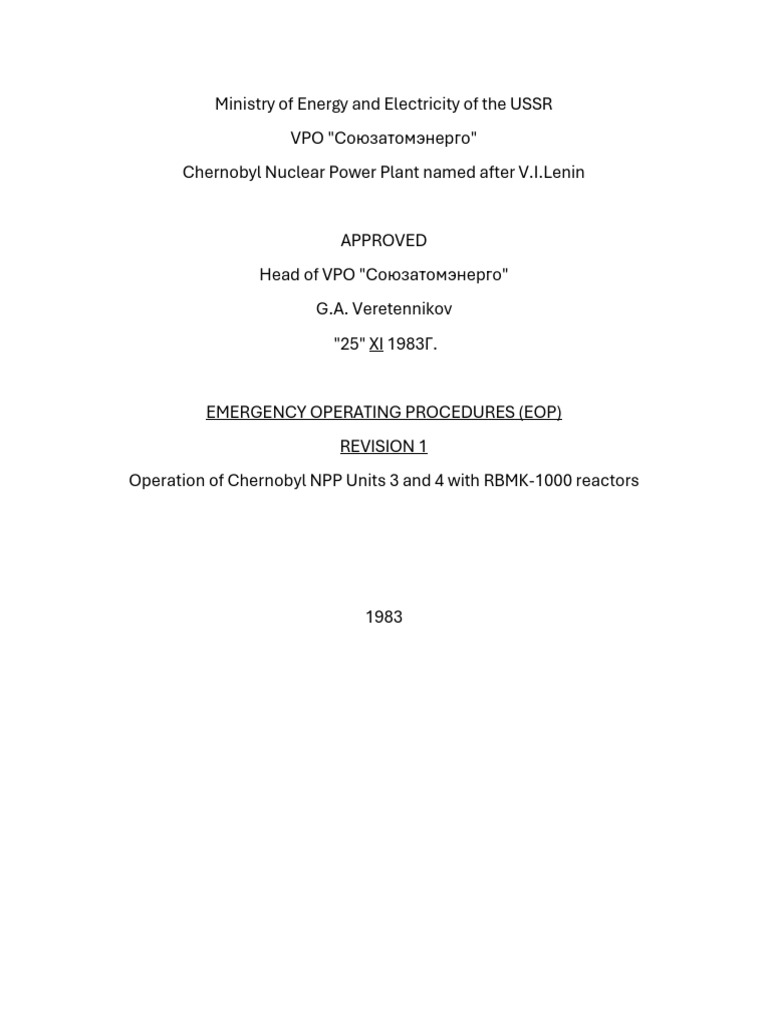 Emergency Operating Procedures - Revision 1 Update 1 | PDF | Nuclear ...