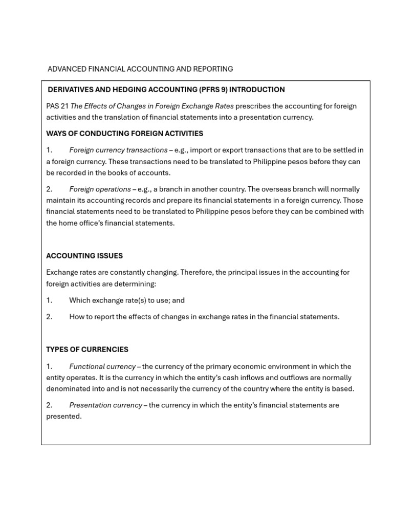 Derivatives and Hedging in Forex Accounting | PDF | Hedge (Finance ...