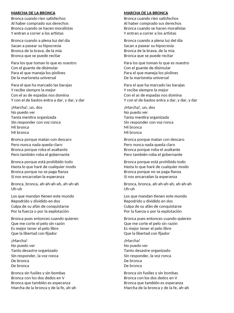 MARCHA DE LA BRONCA | PDF