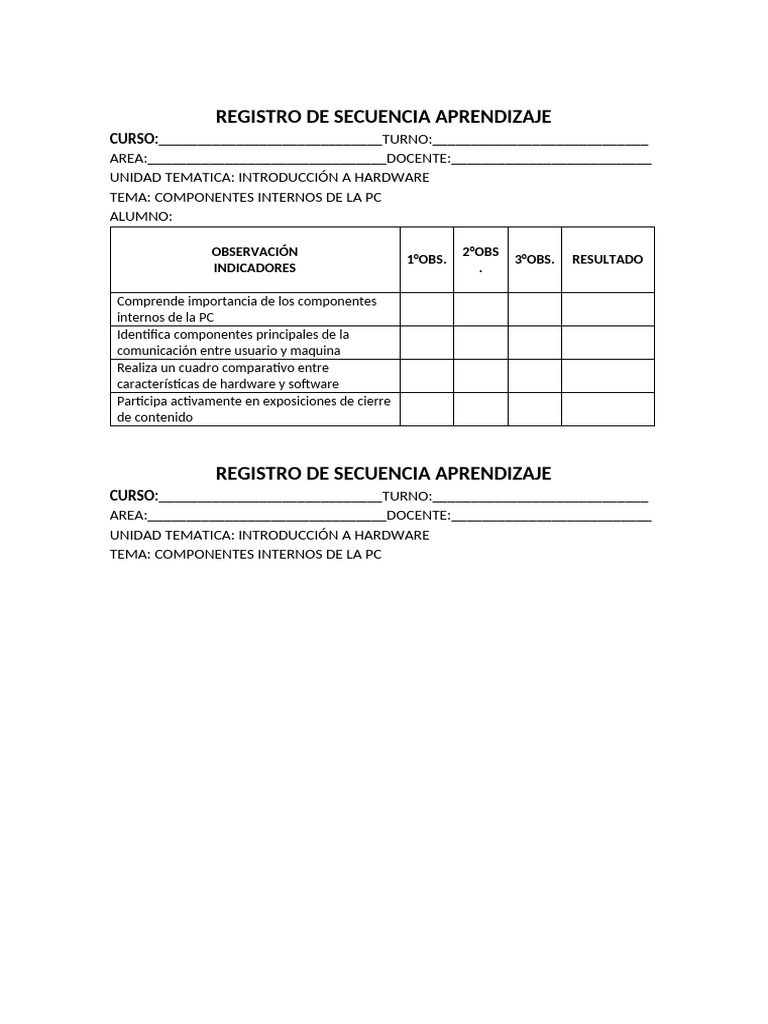 Registro de Secuencia Aprendizaje | PDF | Informática | Ciencias de la Computación