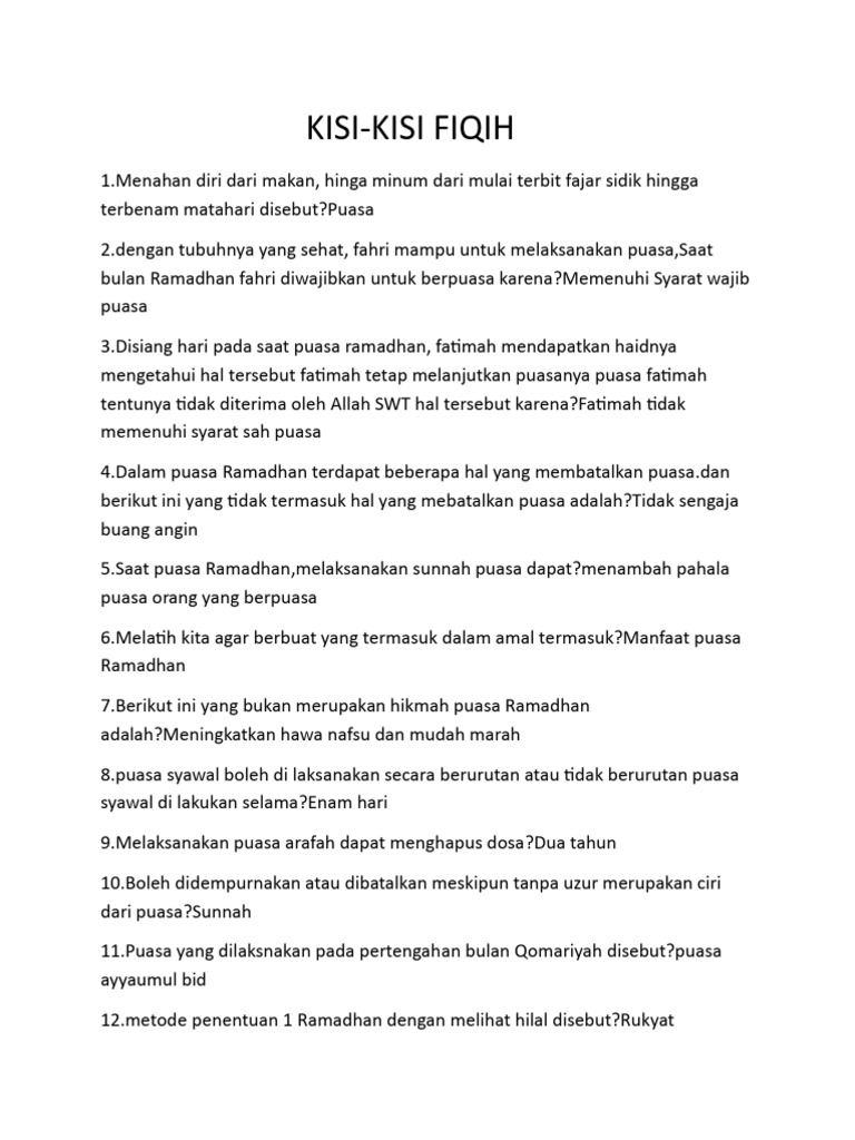 KISI Fiqih | PDF