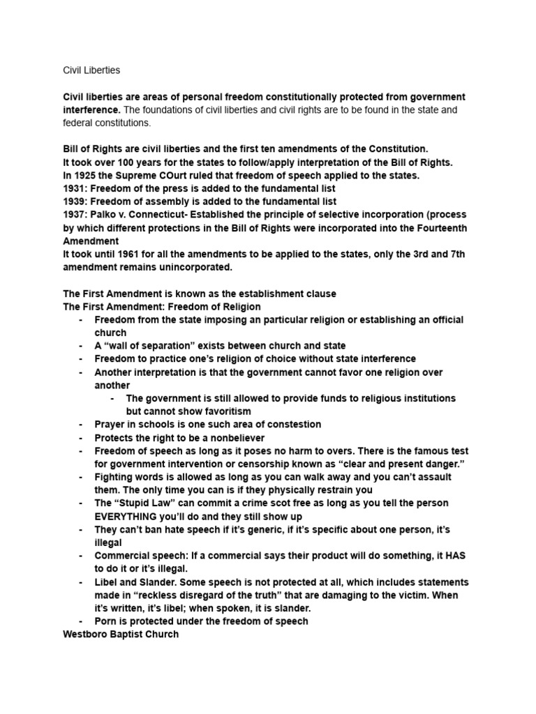 Civil Liberties and Constitutional Rights | PDF | Incorporation Of The ...