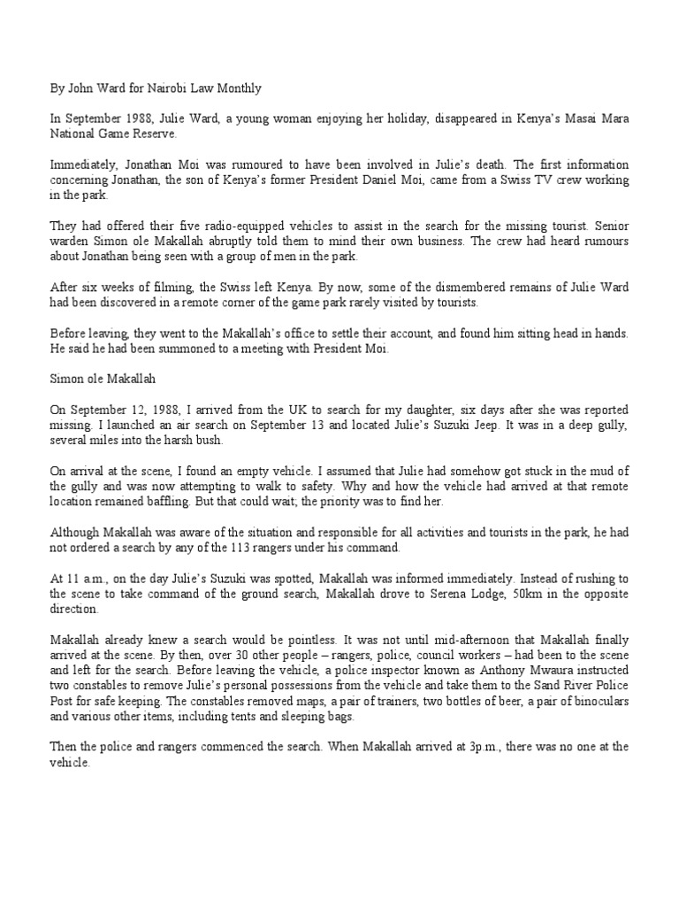 Jonathan Moi Murdered Julie Ward by John Ward | PDF | Forensic Science ...