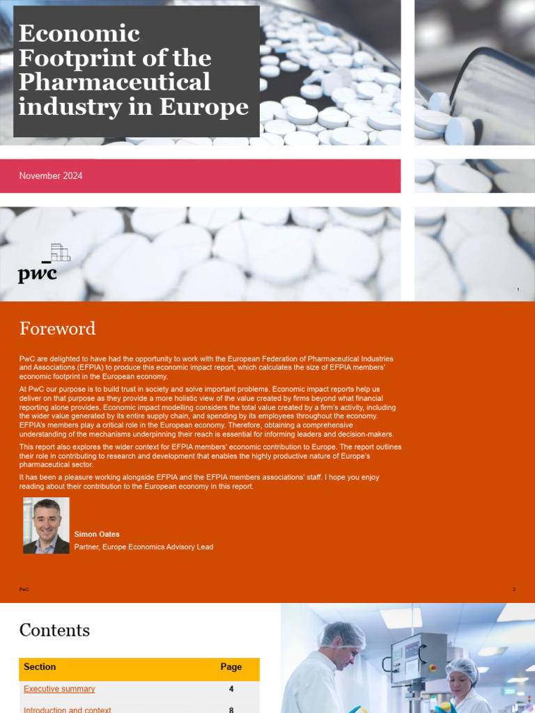 Economic Footprint of The Pharmaceutical Industry in Europe Slides | PDF | Employment | Input ...