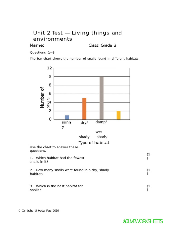 Grade 3 Living Things & Habitats Test | PDF | Habitat | Natural Environment