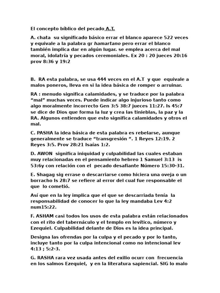 Conceptos Bíblicos Del Pecado | PDF | Pecado | Creencia religiosa y doctrina