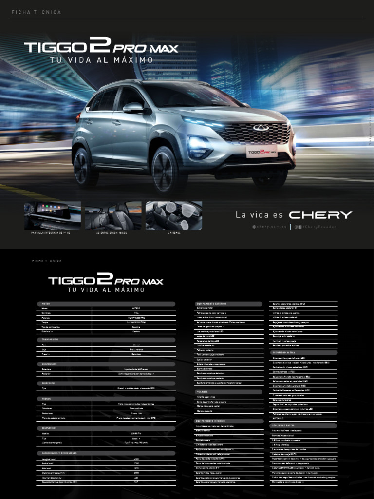 FICHA TEC TIGGO 2 PRO MAX - Compressed | PDF | Airbag | Vehículo de motor