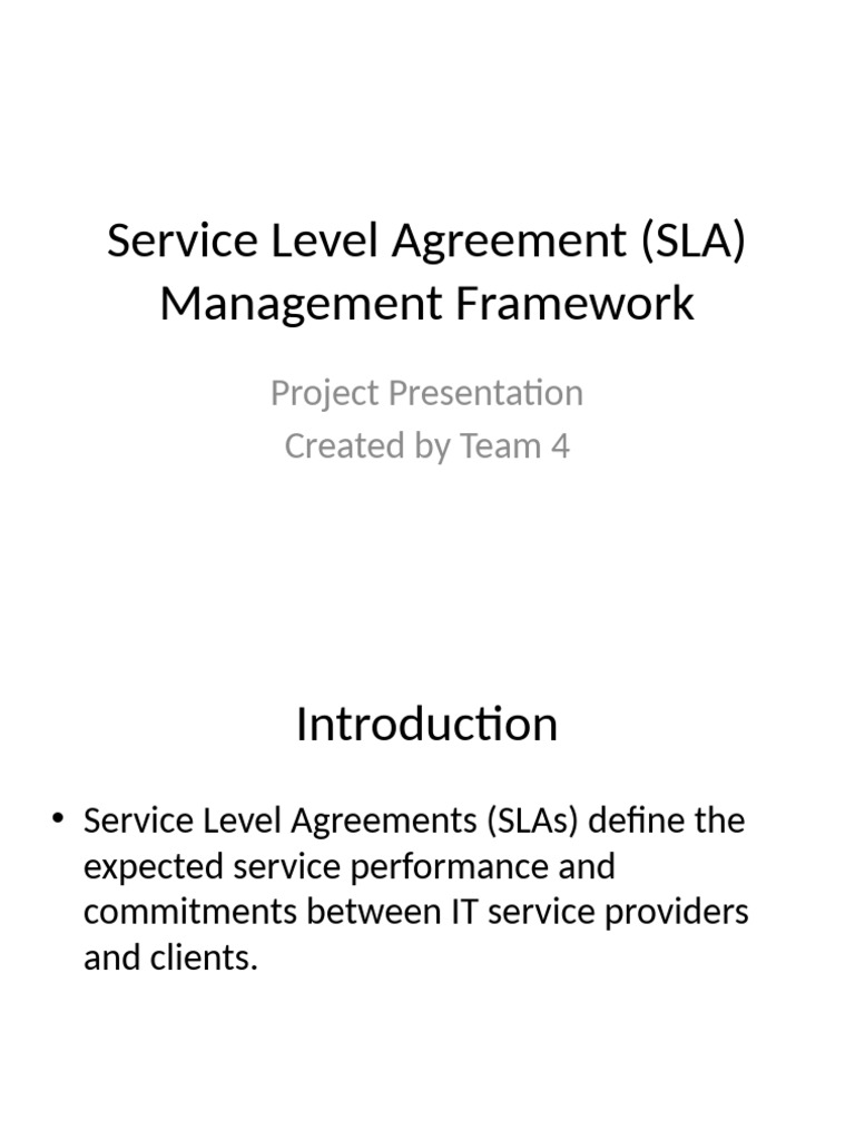 SLA Management Framework Overview | PDF