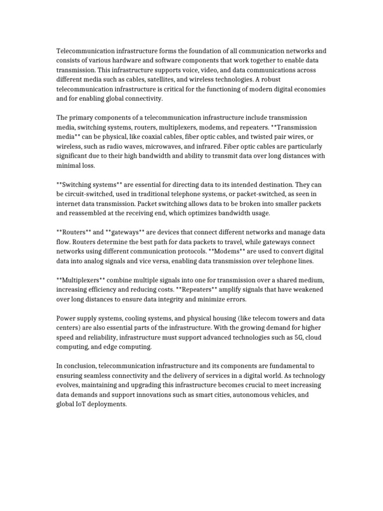 Telecommunication Infrastructure and Components | PDF ...