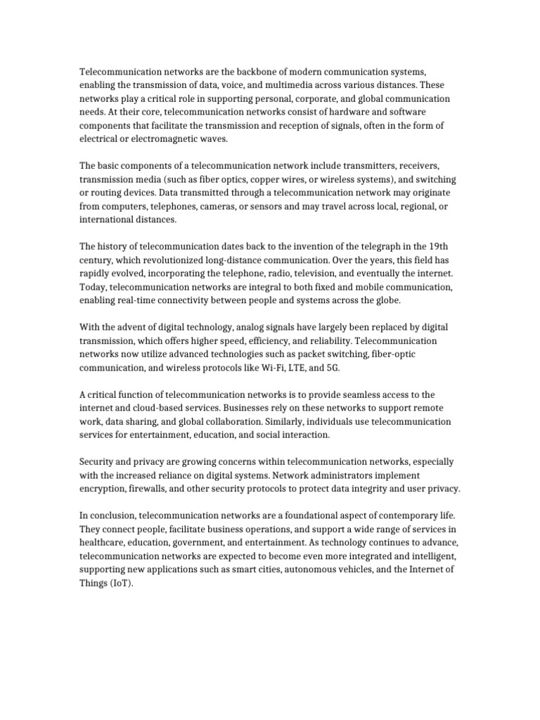 Introduction To Telecommunication Networks | PDF | Computer Network ...